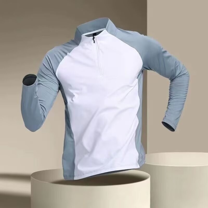 2025 New Unisex Long Sleeve Quick Drying Shirt Half Zipper Gym Running ...