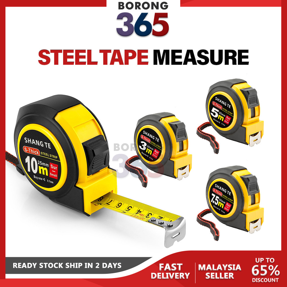 [3M/5M/7.5M/10M] Borong365 Heavy Duty Steel Measuring Tape Pita Pengukur Industrial Measurement ...