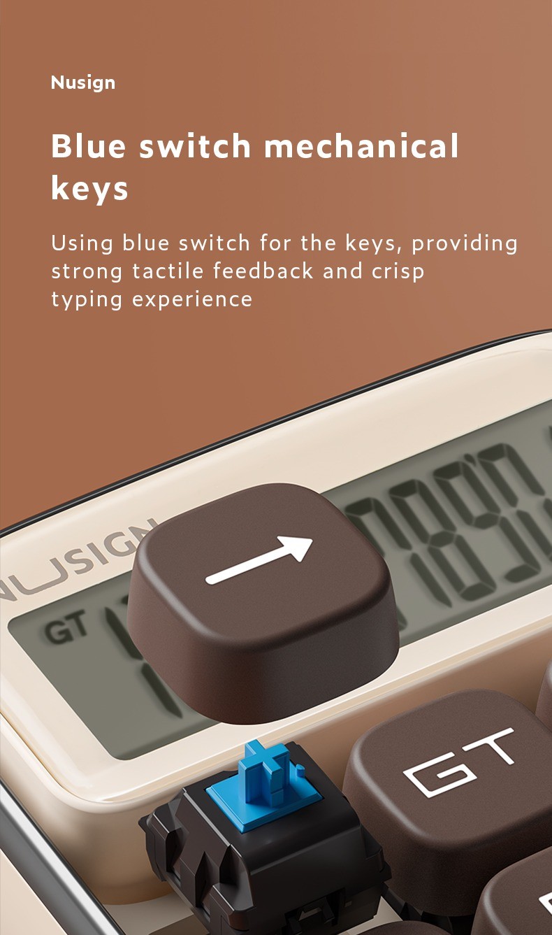 Deli Nusign Vintage Calculator with Blue Switch Mechanical Keys Large ...