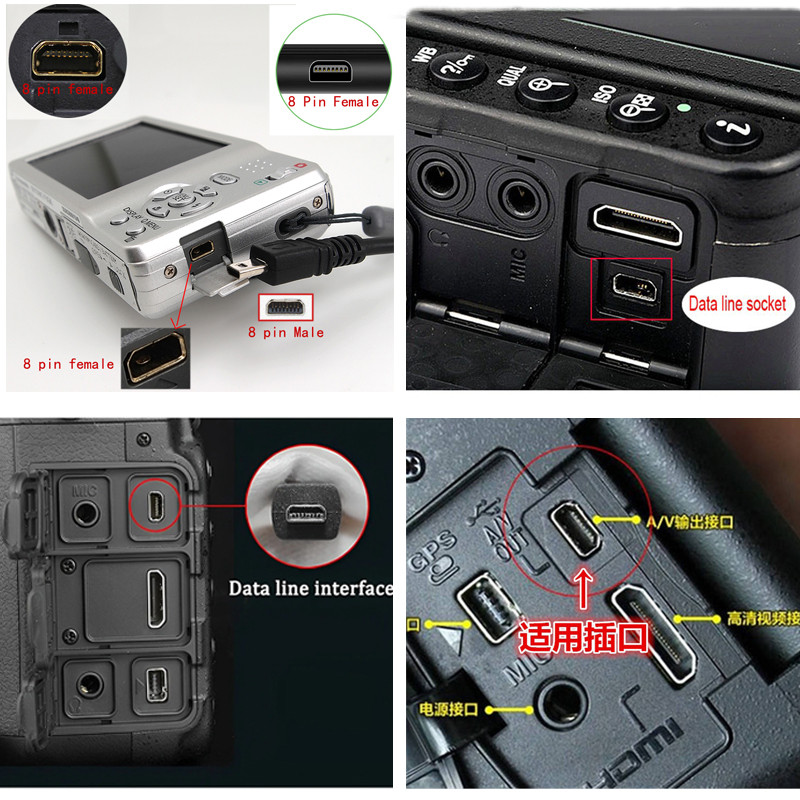 【1-3 Days Delivery】1.5M USB to 8 Pin Mini USB Camera Data Cable Charger ...