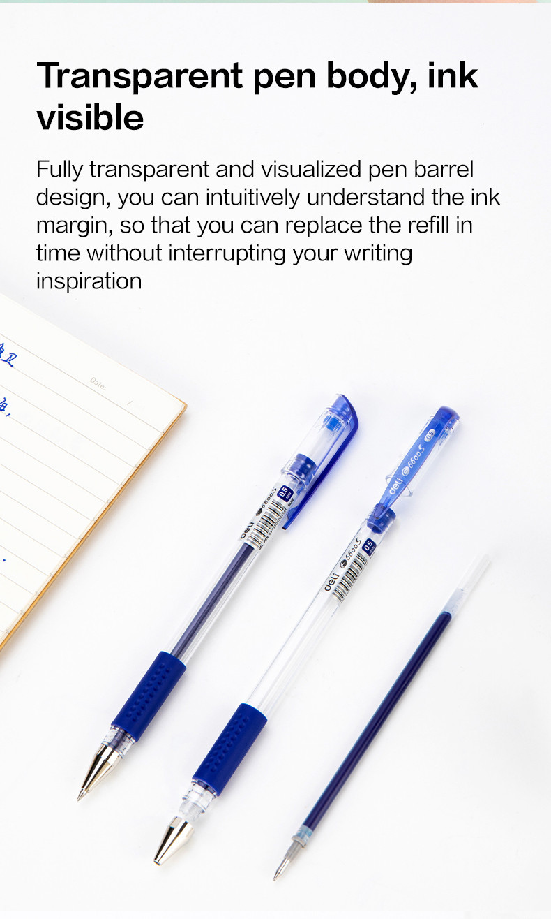 Deli DAILY Gel Pen 0.5mm Extra Smooth Writing Comfort Soft Grip Fast ...