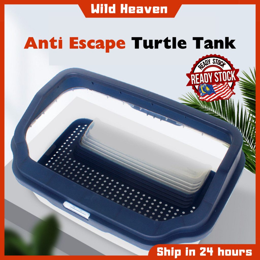 Anti-Escape Reptile Turtle Tortoise Vivarium Box Aquarium Tank Basking ...