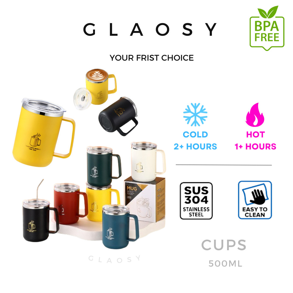 FINE CUP 304 Stainless Steel Cup Cute Mug Tumbler Water Bottle Coffee ...