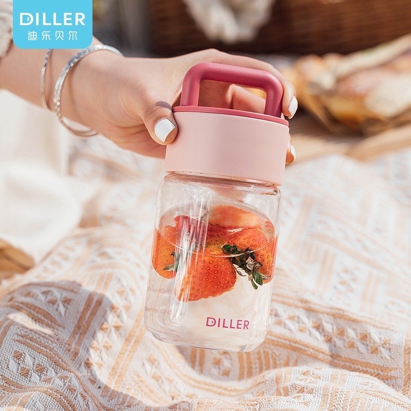 Diller EasyHandle Borosilicate Glass Water Juice Mug Bottle 388MLH568 (280ml/420ml) | Shopee ...