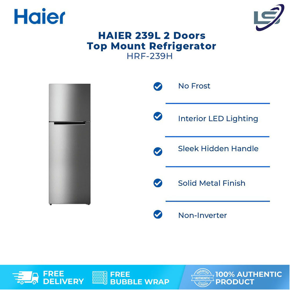 HAIER 239L 2 Doors Top Mount Refrigerator HRF-239H | 3 Star Energy ...