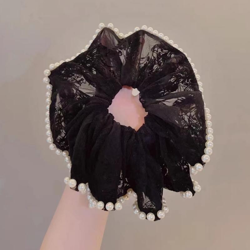 Vintage Versatile Pearl Head Flower Hair Ring Large Intestine Ring ...