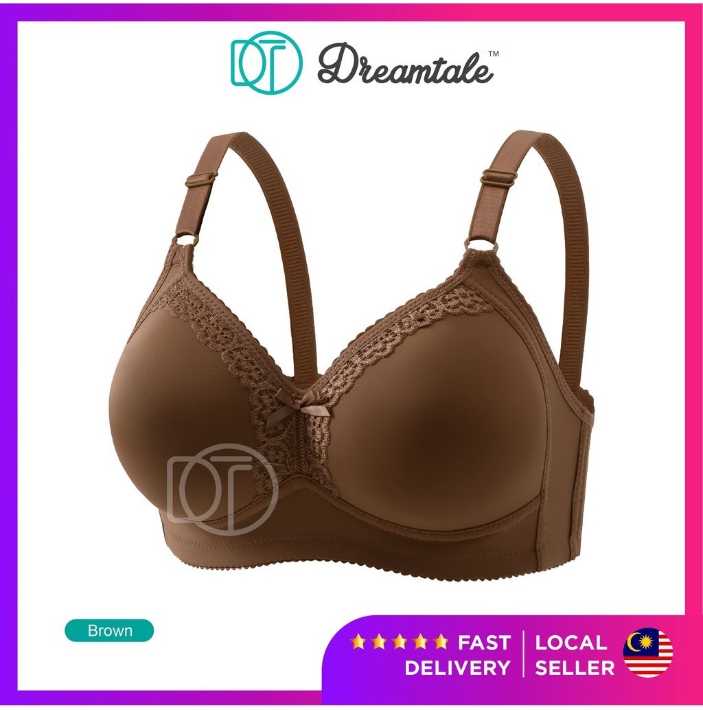 [Plus Size D Cup] Dreamtale Women Bra Trim Lace Bra Push Up Bra ...