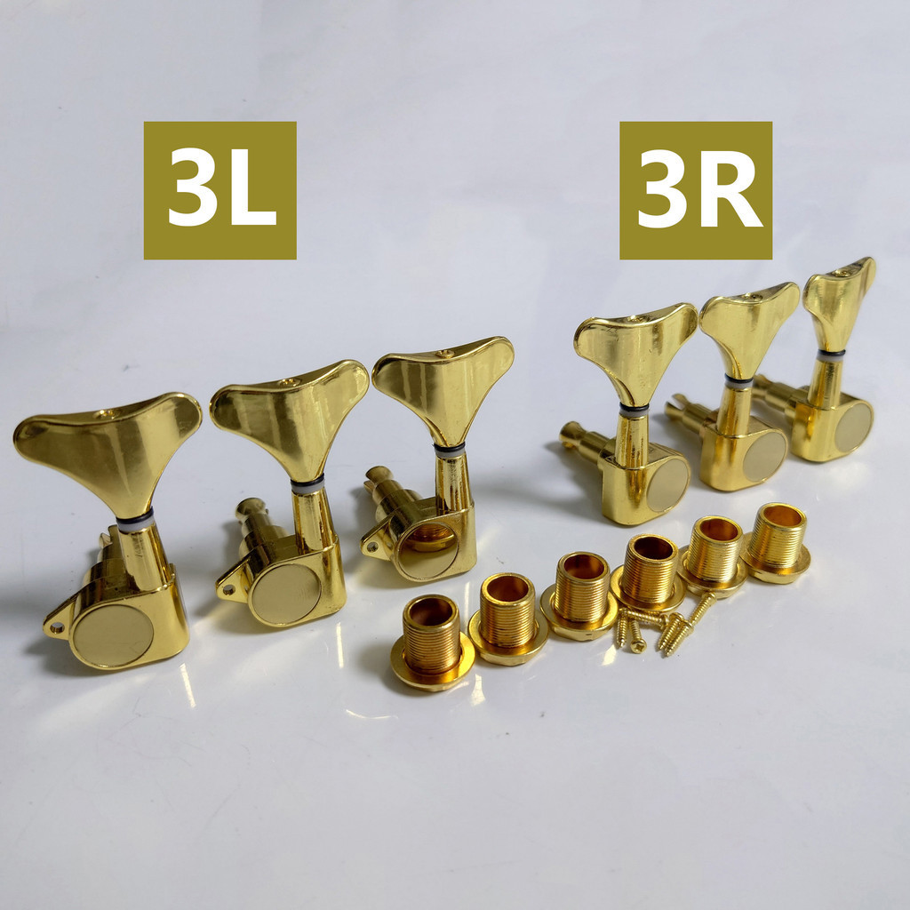 Gold Closed Electric Bass Tuning Pegs Left & Right Tuners Set for 3L 3R ...