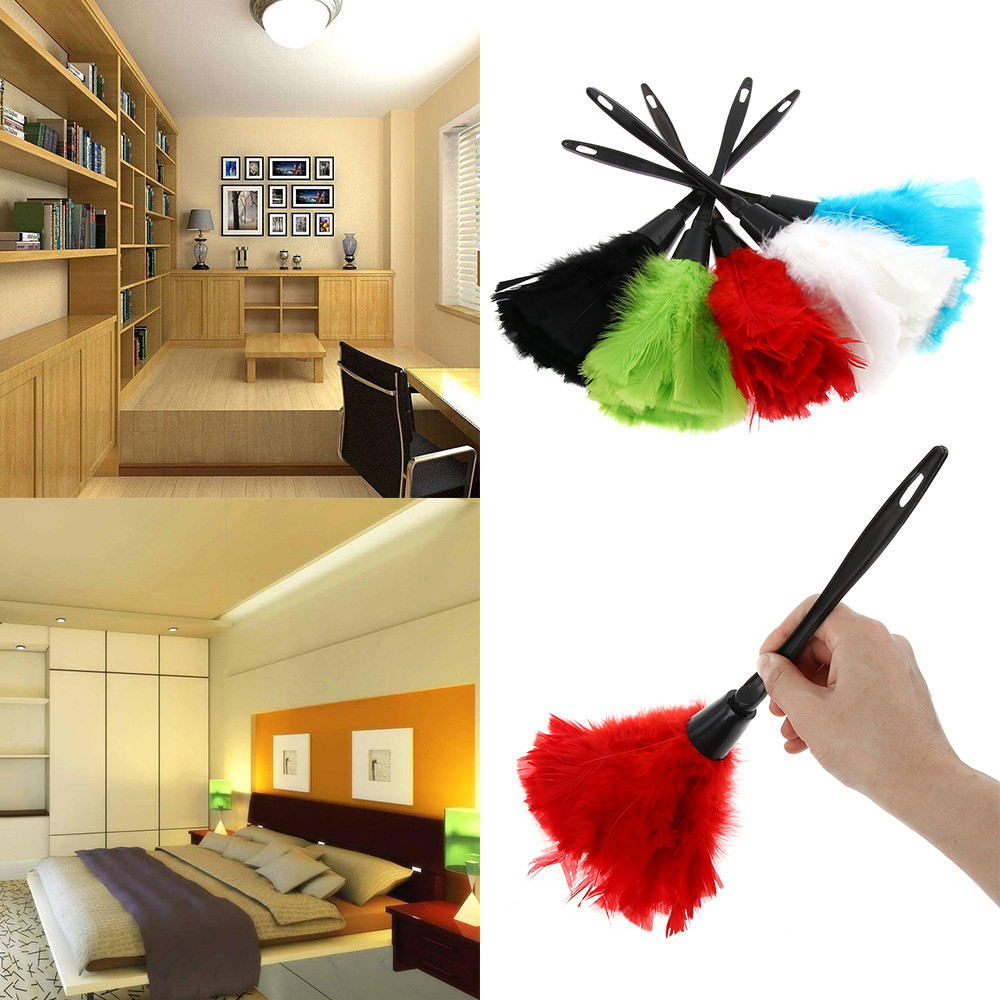 Turkey Feather Duster Anti-static Cleaning Brush Dust Removal Car ...