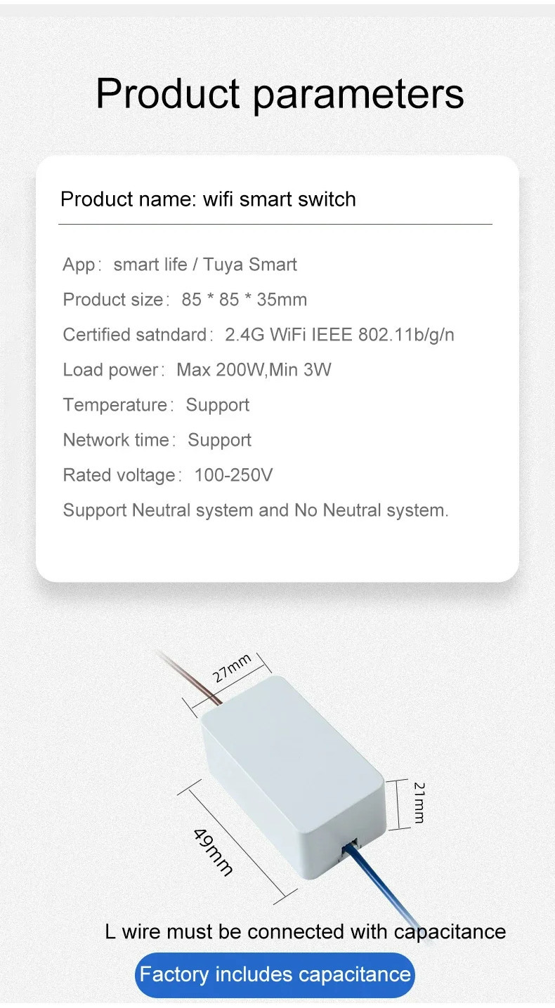 Tuya Smart Wifi Switch With temperature time display function 100 250V ...