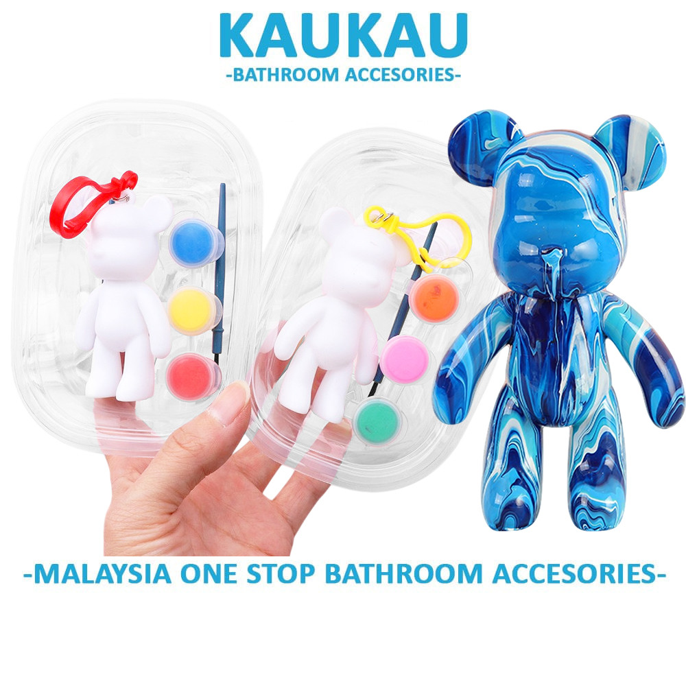 KAUKAU Coloring Bear DIY Fluid Bearbrick Keychain Mini Bear Brick Key ...