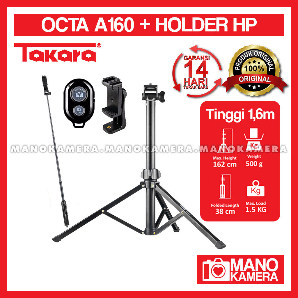 in stock Takara OCTA A160 Multi Function Tripod Selfie Stick Light ...