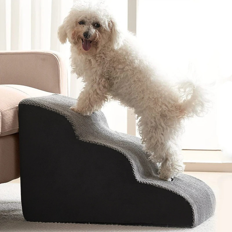 Memory Foam Dog Stairs Pet 1-4 Step Dog Stairs Ramp Portable Puppy ...