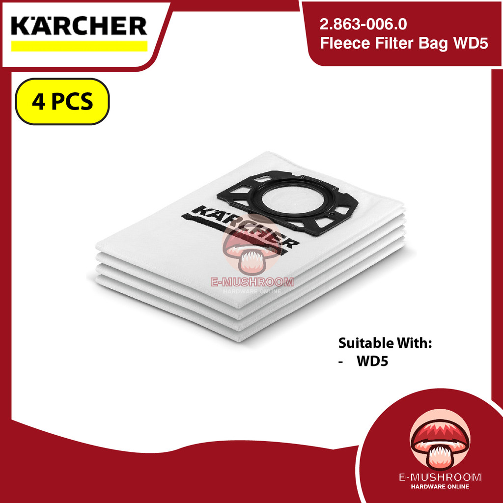 Karcher Vacuum Fleece Filter Bag WD5 (4 Pcs/Box) 2.863-006.0 | Shopee ...