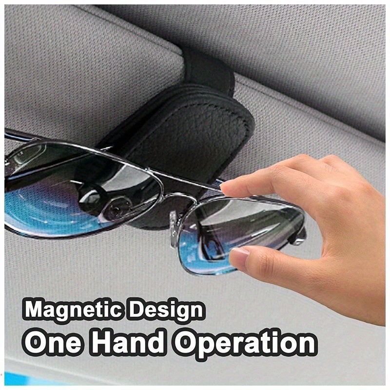 Universal Magnetic PU Leather Sunglass Visor Clip - Secure Storage ...