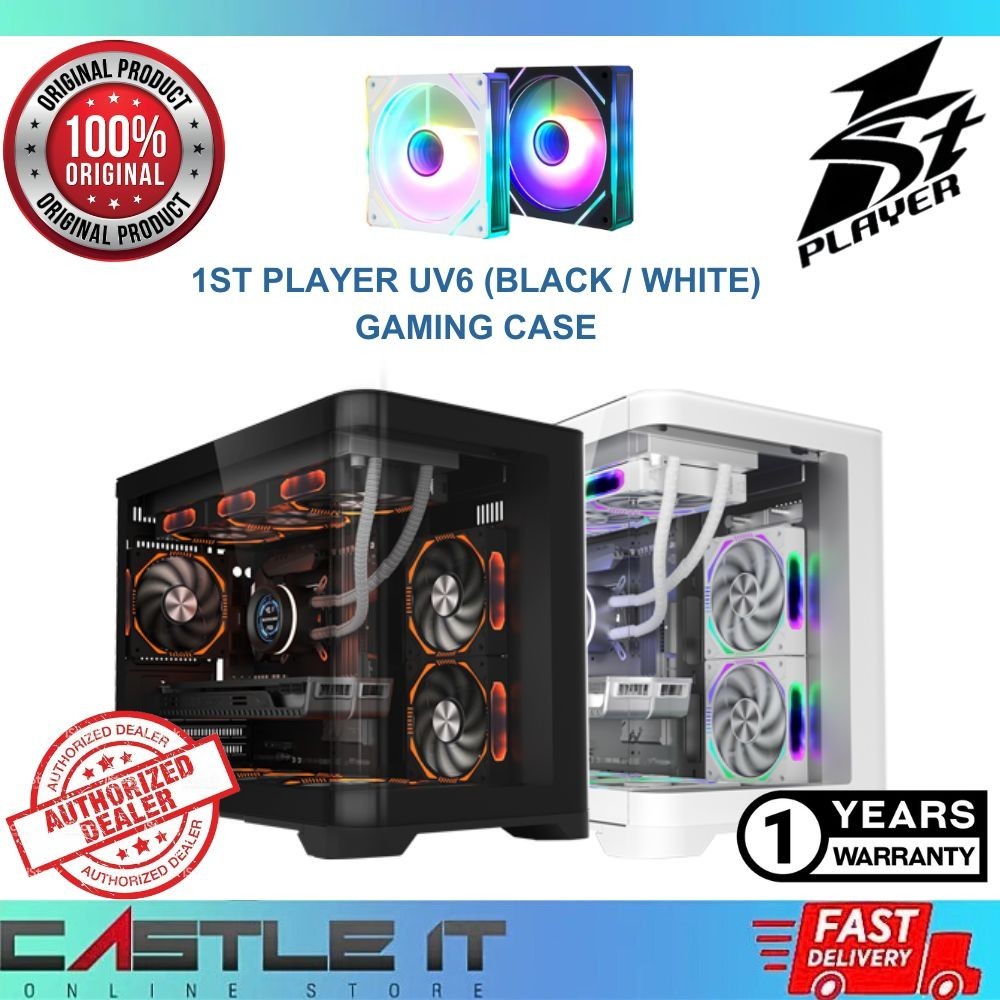 1st Player UV6 U-Shape Glass Transparent BLACK WHITE Gaming Case ...