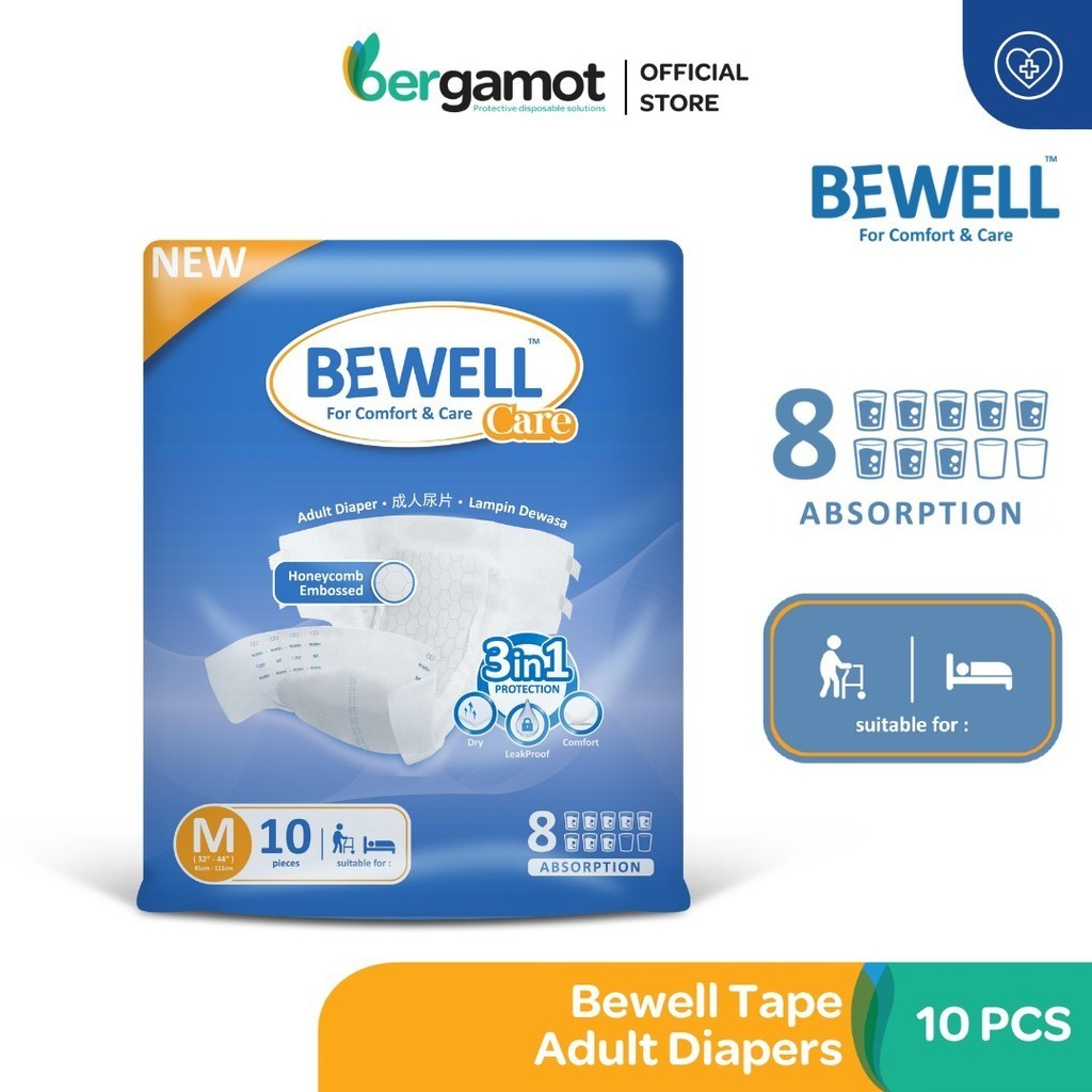 Bewell Care Adult Tape Diapers 10s | 8s (Size M | L | XL) | Shopee Malaysia