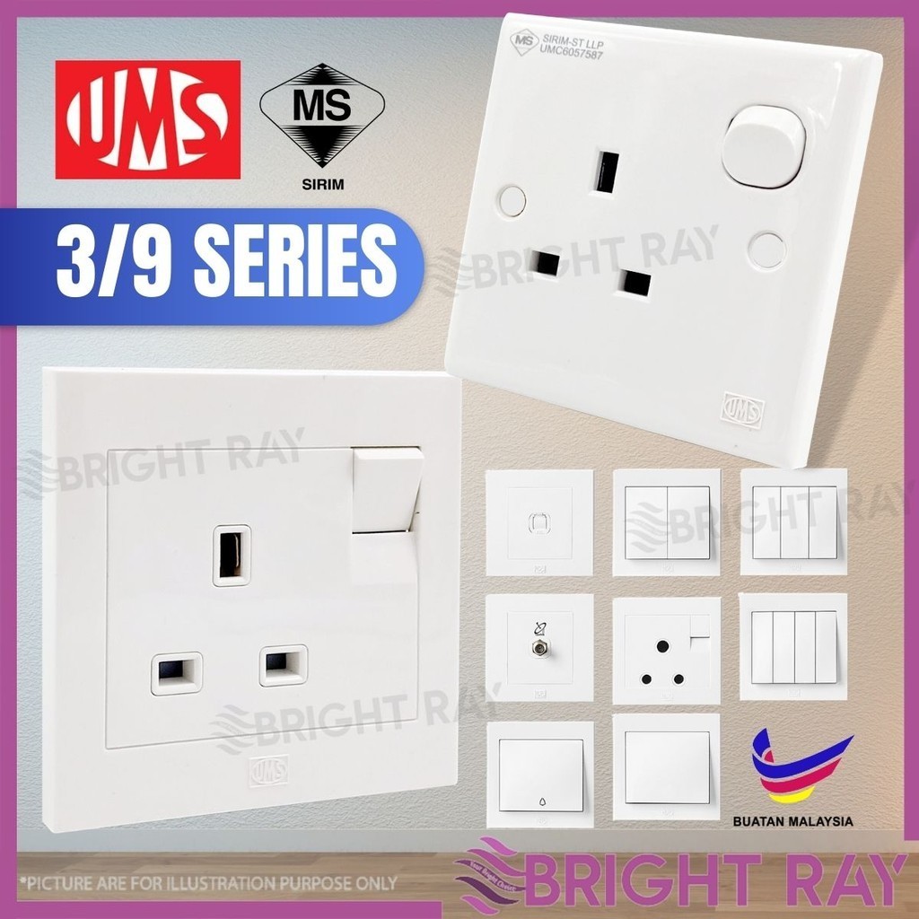 SIRIM UMS 3/ 9 SERIES Switch Socket Extension Outlet Plug Switches ...