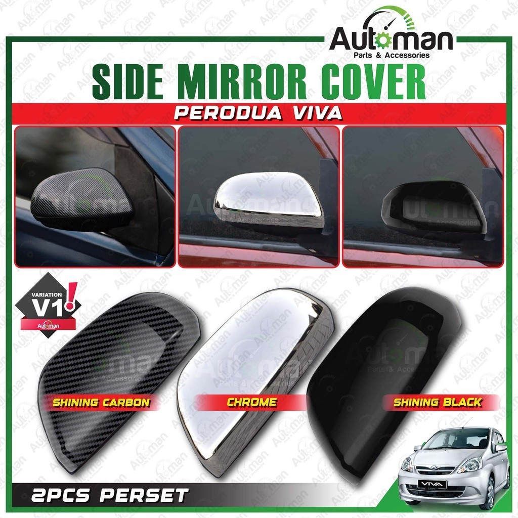 Perodua Viva Side Mirror Cover Carbon Shining Carbon fiber Matte Black ...