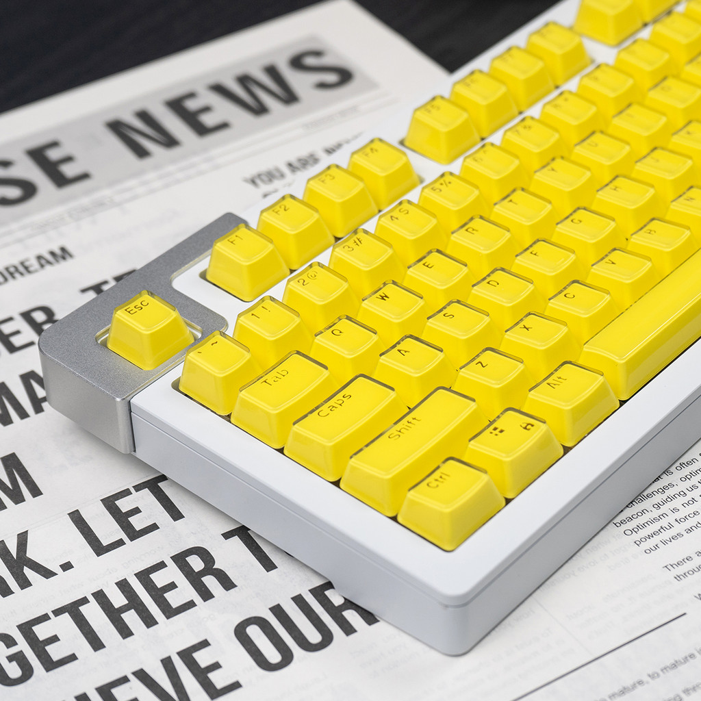 Crystal Yellow Jelly Keycaps OEM profile 106 Keys ABS Double shot ...
