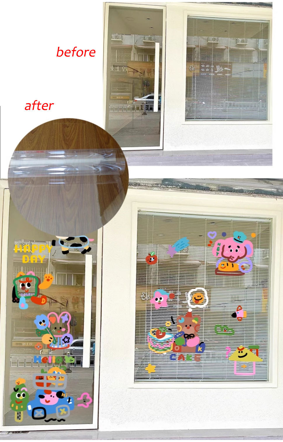 Ins Style Window Stickers Cartoon Kindergarten Decorations Glass ...