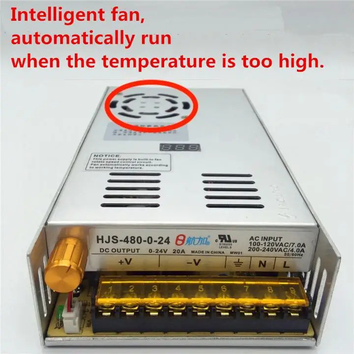 480W 20A 0-24V Adjustable Power Supply HJS-480-0-24 DC voltage ...
