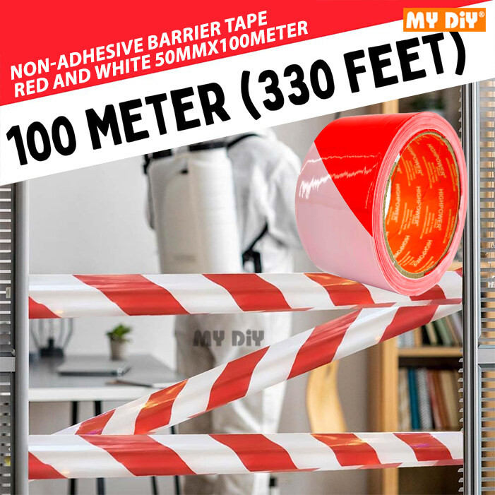 50MM X 100M WARNING TAPE BARRIER TAPE - RED WHITE WARNING TAPE ROLL FOR ...