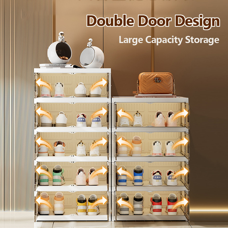 Foldable Shoe Box Shoe Rack Transparent Dust-proof Shoe Cabinet With ...