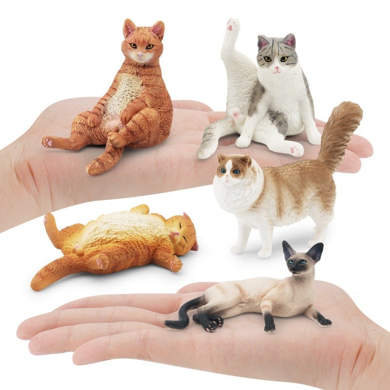 Children Simulation Cat Model Toy Muppet Cat Lazy Orange Cat Flower Cat ...