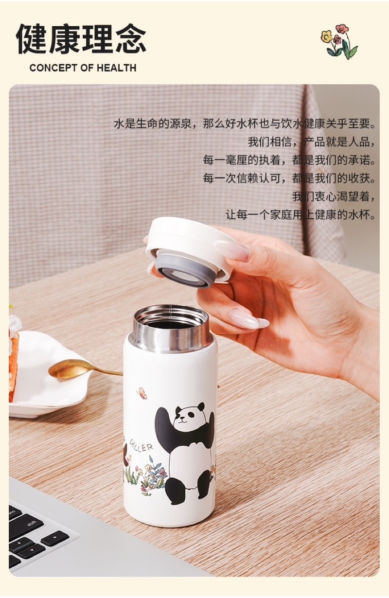 Diller Mini size Panda 316 Stainless Steel Drinking Water Bottle Vacuum Flask Thermo MLH9210 ...