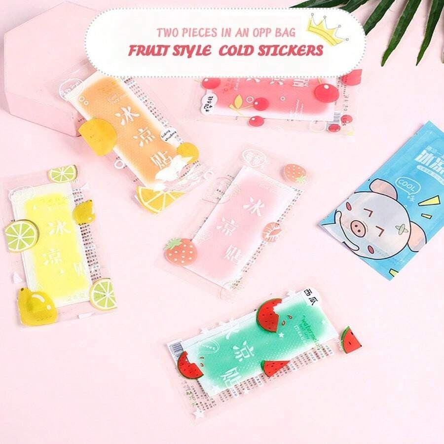 2PCS Fruit Cooling Gel Patch Fever Plaster Headache Phone Heat Relief ...