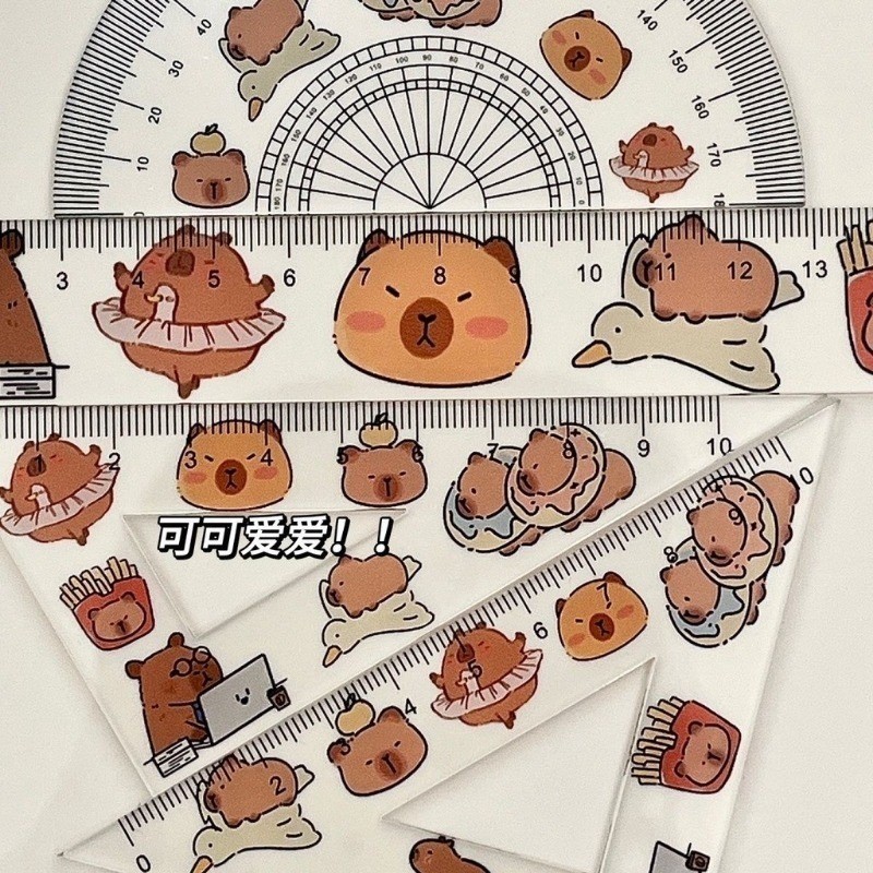 4Pcs/Set Capybara Anime Kawaii Cartoon Ruler Set Cute Stationery ...