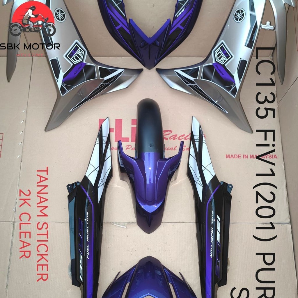 YAMAHA LC135 V8 FI COVER SET TITAN CUSTOM 2020 (201) PURPLE+S3 COVER ...