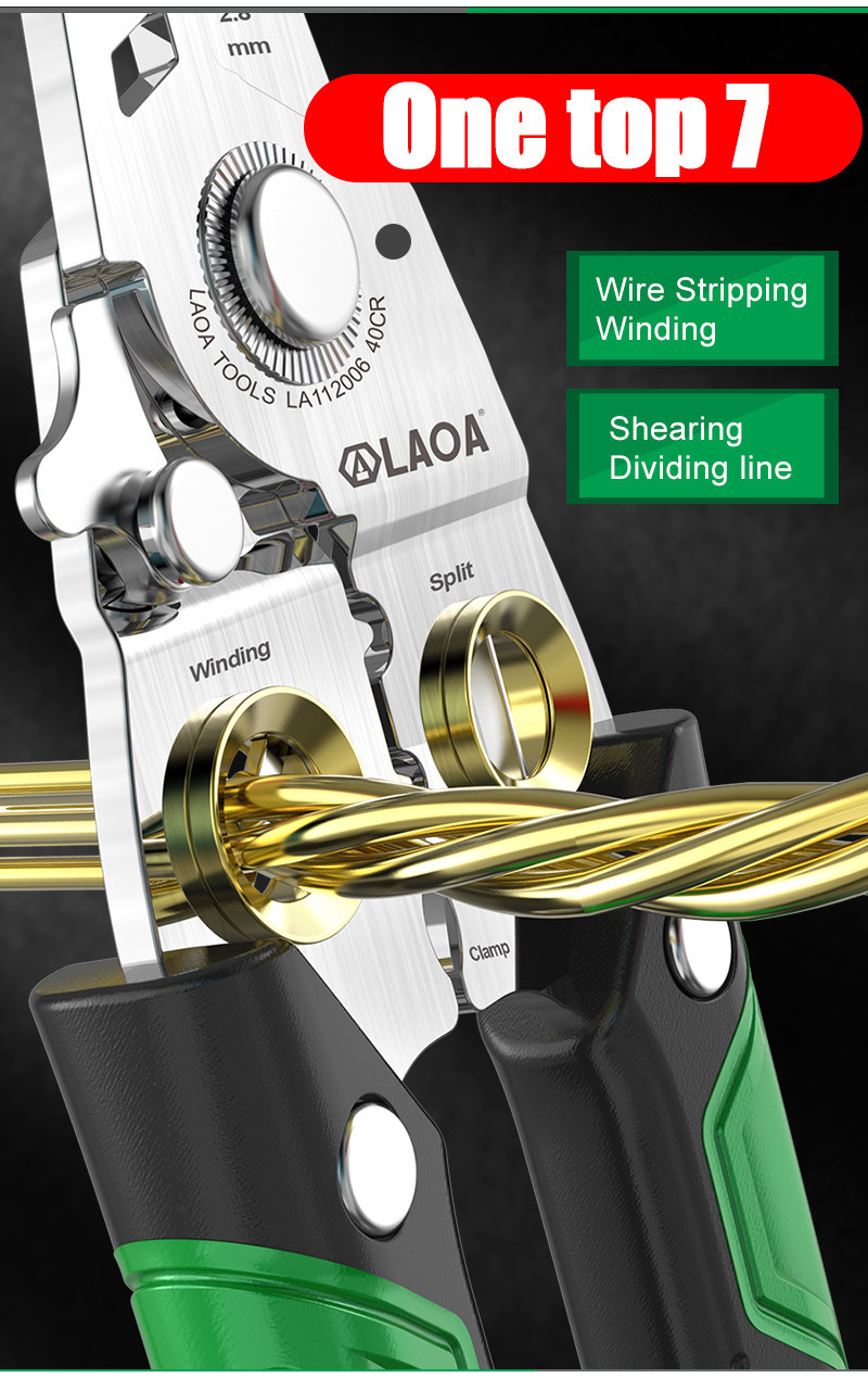 LAOA 7 in 1 Wire Stripping Pliers Multifunction Electrician Cable ...
