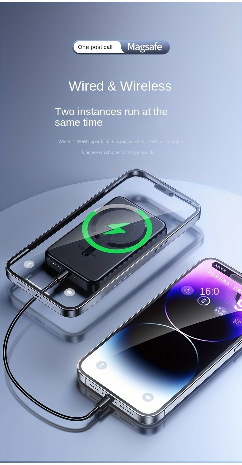 5000mah Wireless Charging Bank PD15W Wireless Power Banks Magnetic Fast ...
