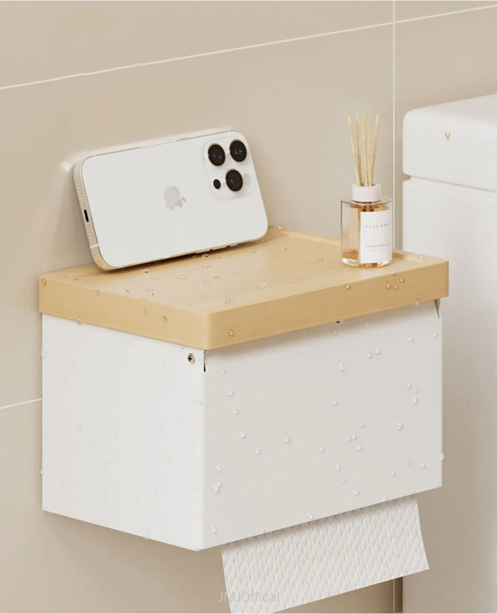 Log Tissue Box Toilet Paper Box Wall-Mounted Perforated Roll Paper Box ...