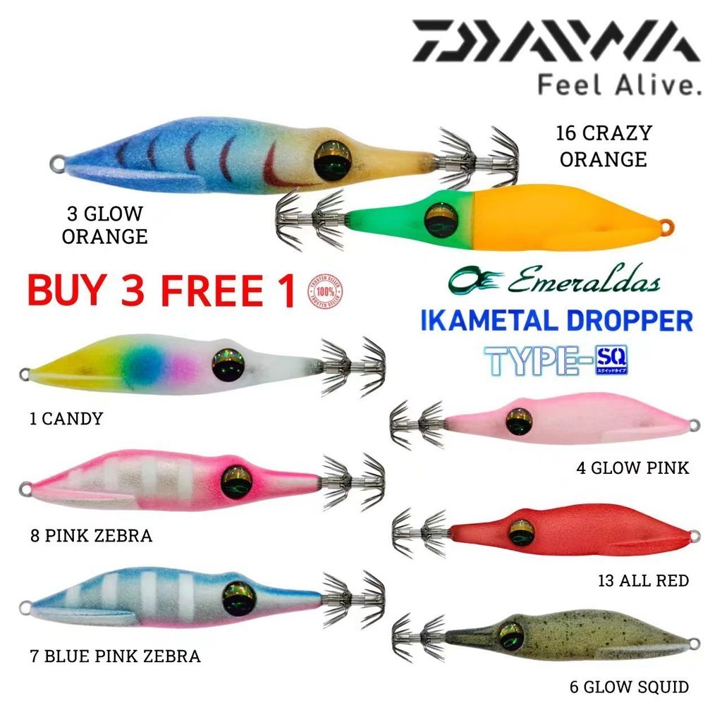 DAIWA 2022' EMERALDAS IKAMETAL DROPPER TYPE-SQ SQUID JIG (BUY 3 FREE 1) | Shopee Malaysia