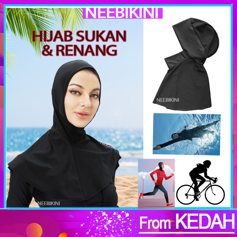 A25A Tudung berenang muslimah swim cap swimming head cover tudung ...