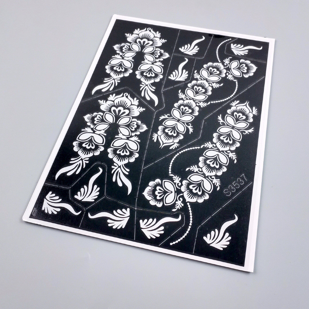 Hollow Drawing Henna Template for Hand Henna Tattoo Stencil Flower ...