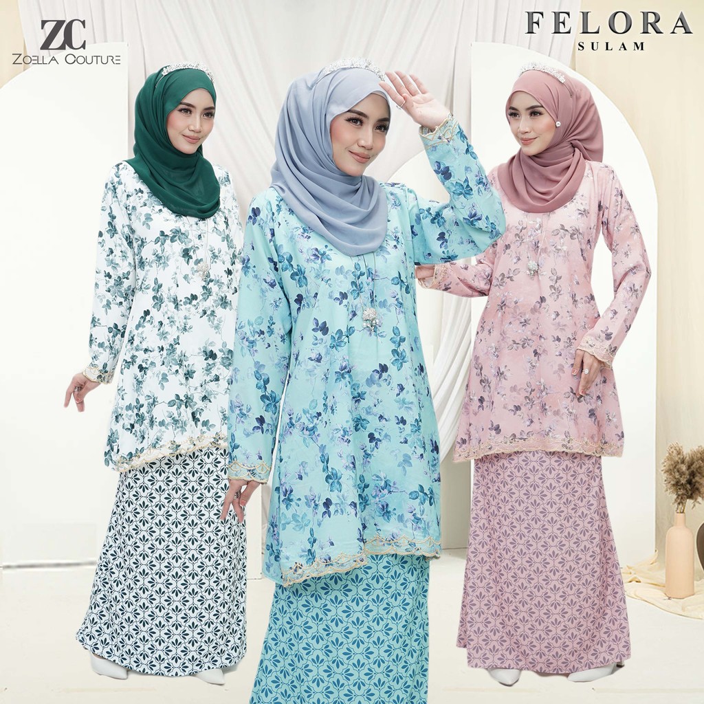 Zoella Couture - Set Baju Kurung Sulam Felora 2025 Armani Silk Ibu Anak ...
