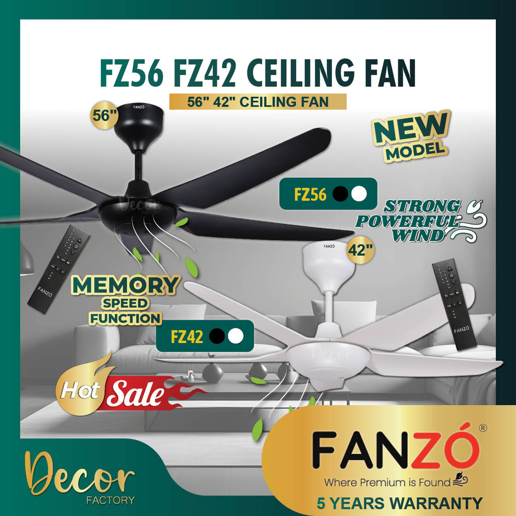 FANZO Fan FANZO FZ56 FZ42 5 Blades 24 Speed DC Motor With Remote ...