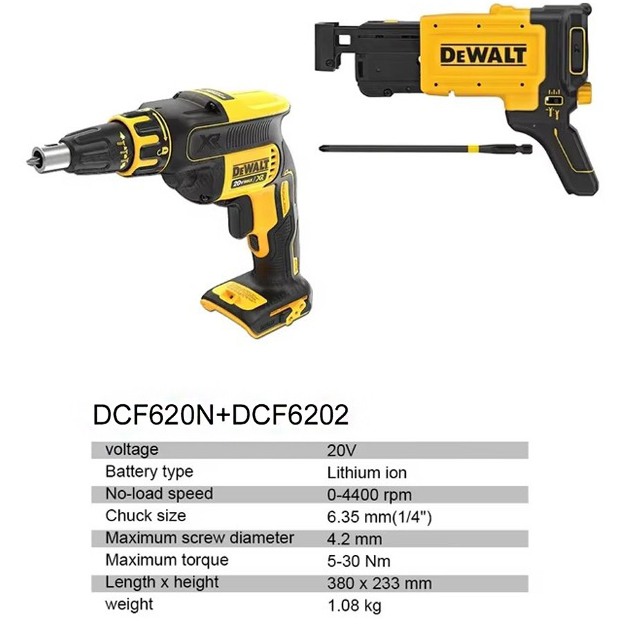 DEWALT DCF620N+ DCF6202 18V XR Brushless Cordless Drywall Screw Gun ...