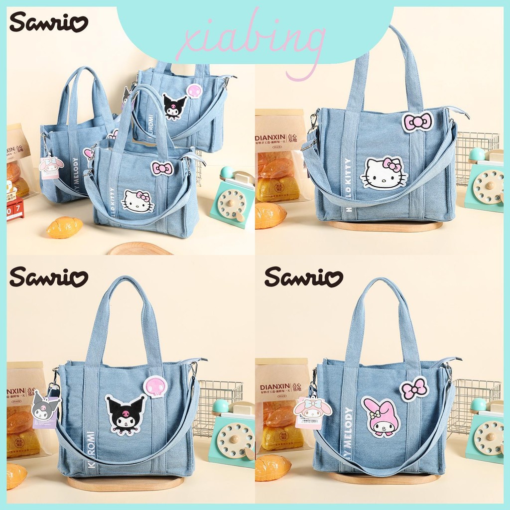 Sanrio Kuromi Trendy My Melody And Hello Kitty Spacious Denim Handbag ...