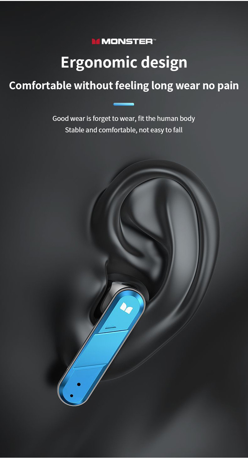 Monster XKT09 Wireless Bluetooth 5.2 Earphones TWS Gaming Earbuds Bass ...