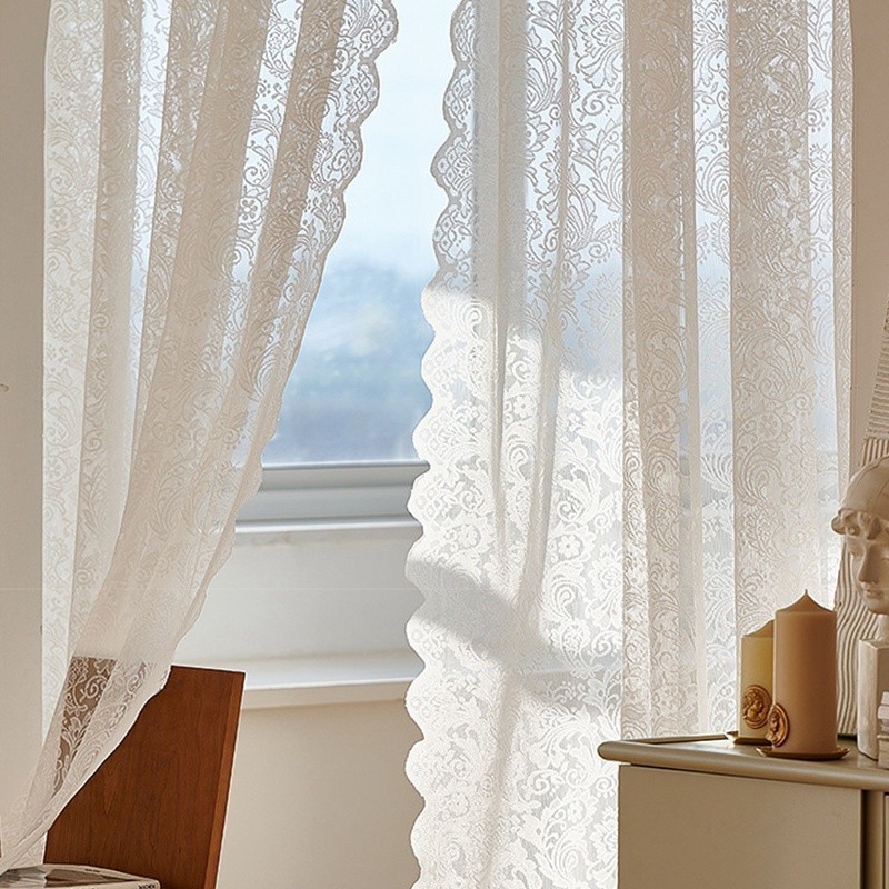 🇲🇾【MY STOCK&24H Delivery】Ins Short Curtain Vintage Lace Window Gauze ...
