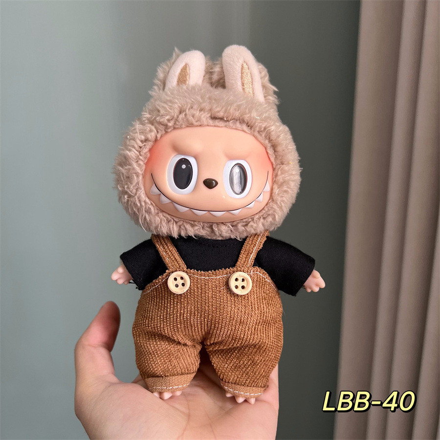 17cm Vinyl Doll Labubuv1v2v3 Doll Clothes Labubu dopamine overalls set ...