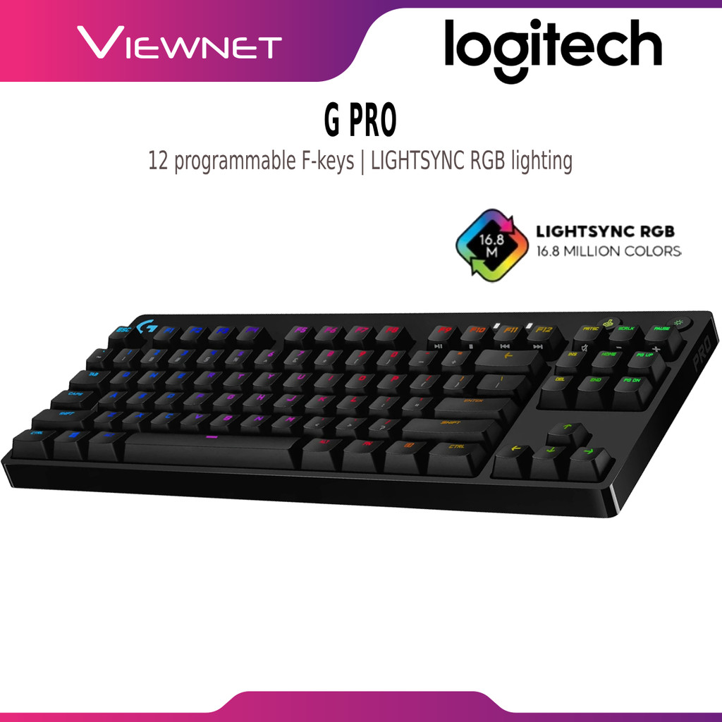 LOGITECH G PRO WIRED MECHANICAL GAMING KEYBOARD LIGHTSYNC RGB | GX BLUE ...