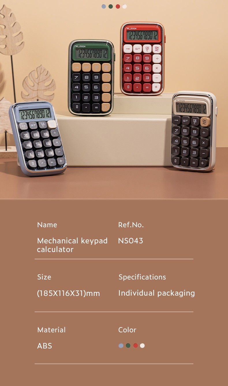 Deli Nusign Vintage Calculator with Blue Switch Mechanical Keys Large ...