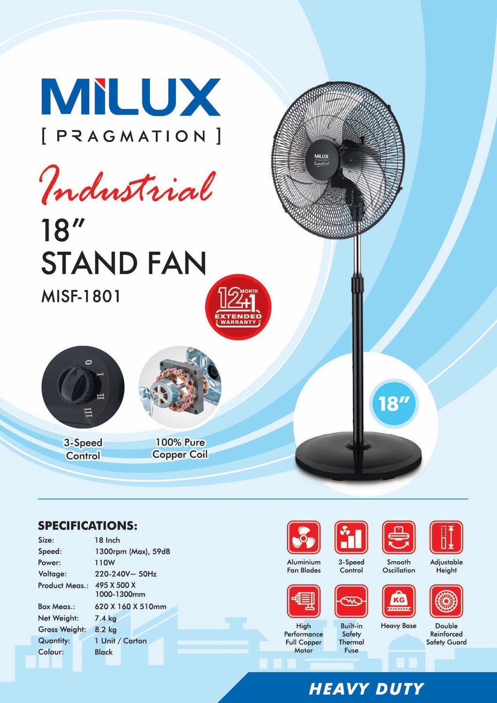 Milux 18" Industrial Stand Fan MISF1801 Kipas Berdiri | Shopee Malaysia