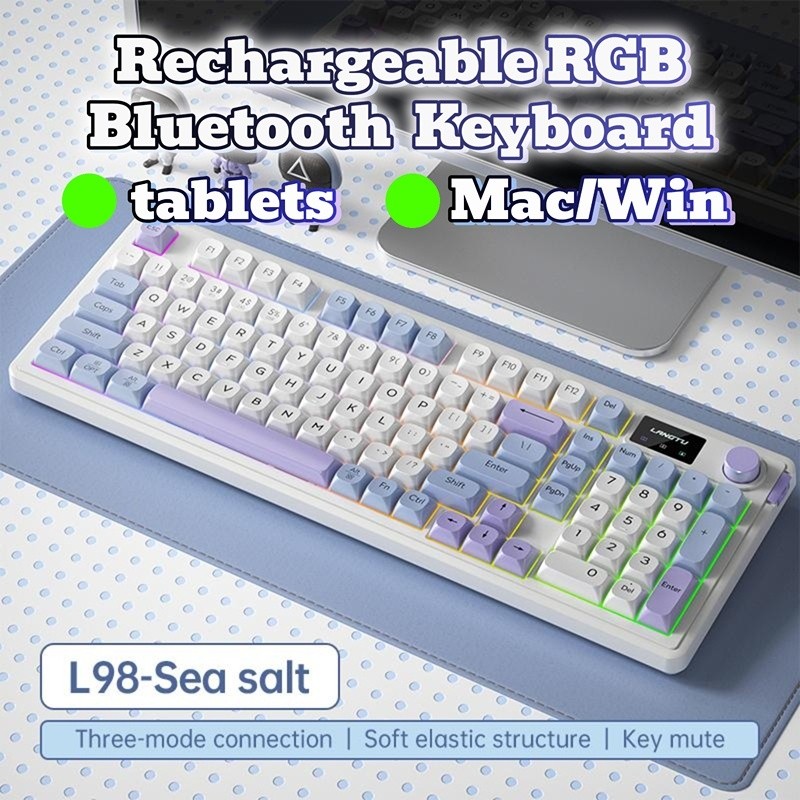 in stock L98 Bluetooth RGB Mute Keyboard Office 2.4G Wireless Keyboard ...